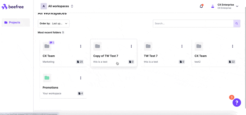 Managing project folders – Beefree Help Center