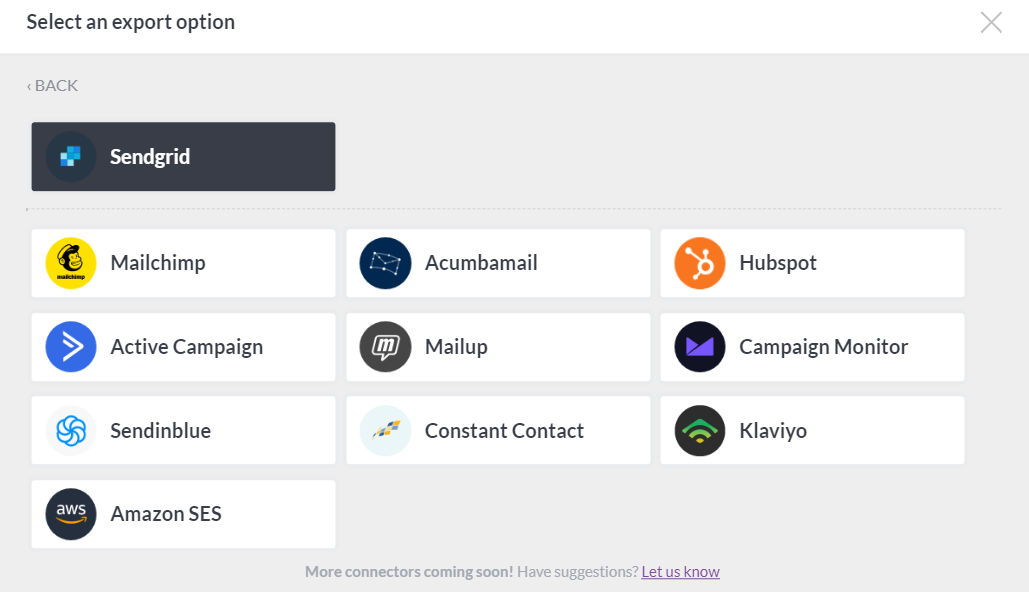 Exporting to SendGrid – BEE support