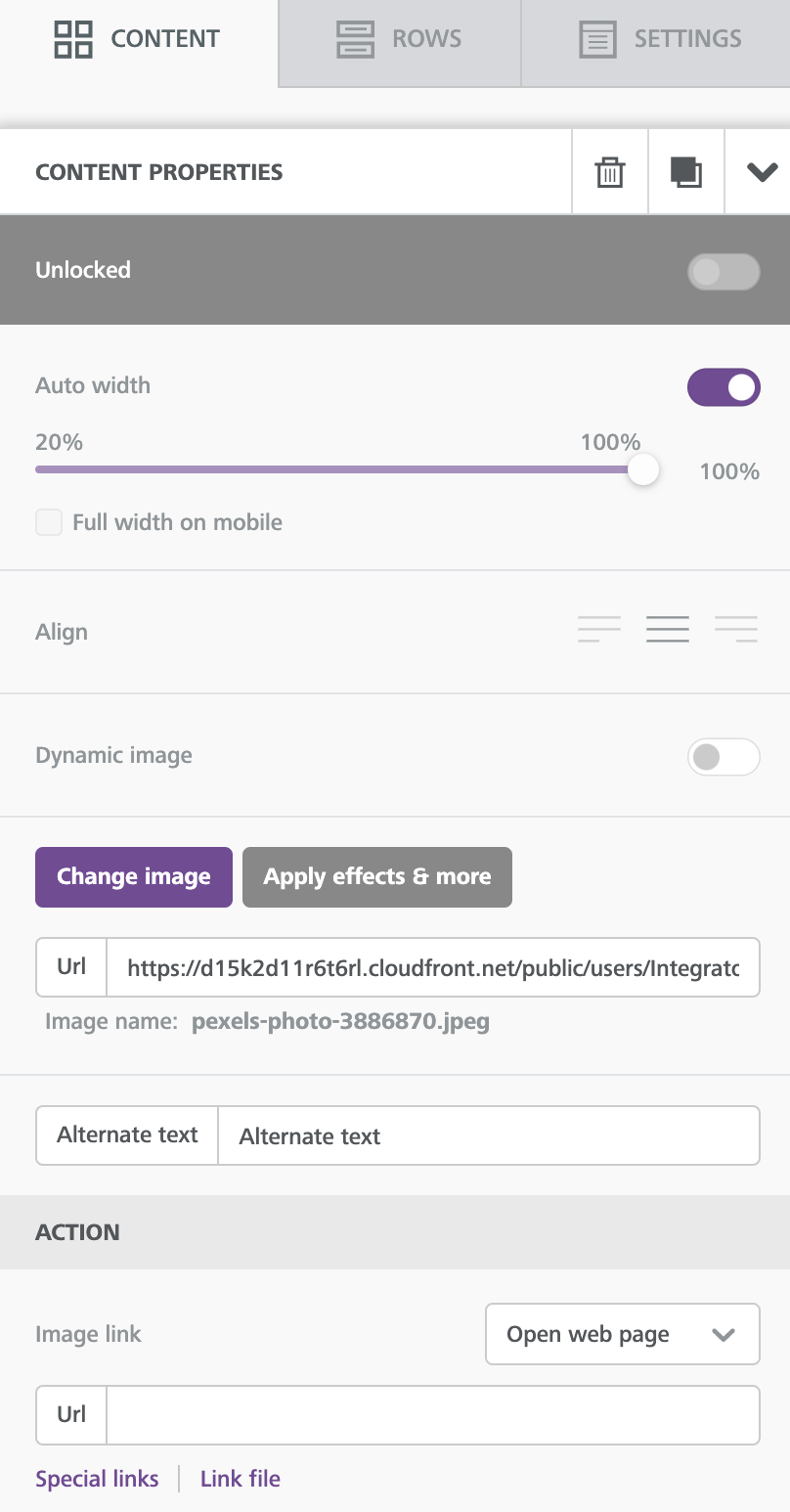Editing image properties – BEE support